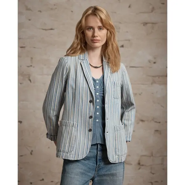 Ralph Lauren Indigo Striped Twill Blazer