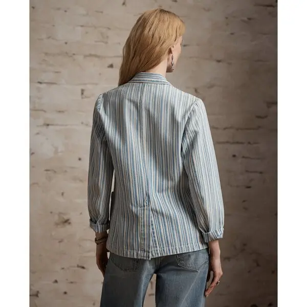 Ralph Lauren Indigo Striped Twill Blazer