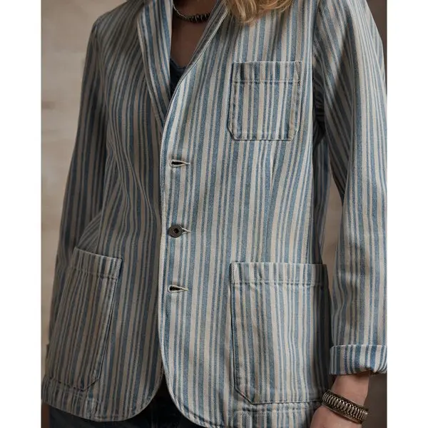 Ralph Lauren Indigo Striped Twill Blazer