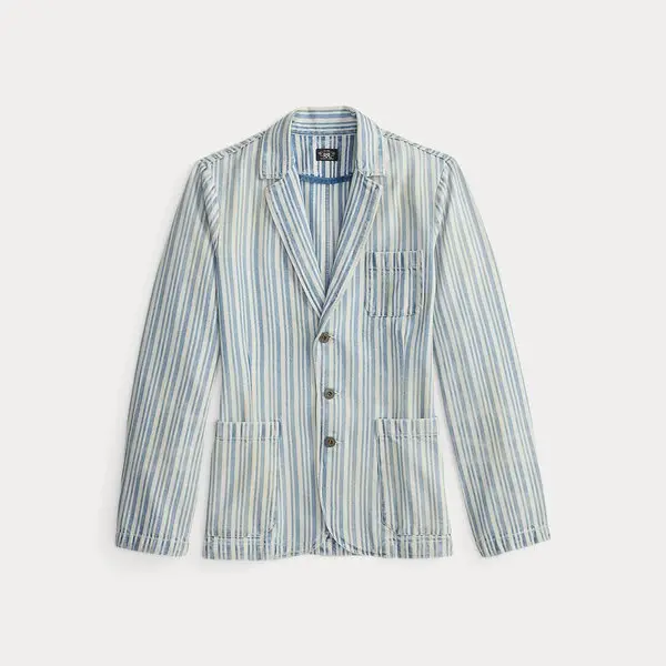 Ralph Lauren Indigo Striped Twill Blazer - Indigo/natural