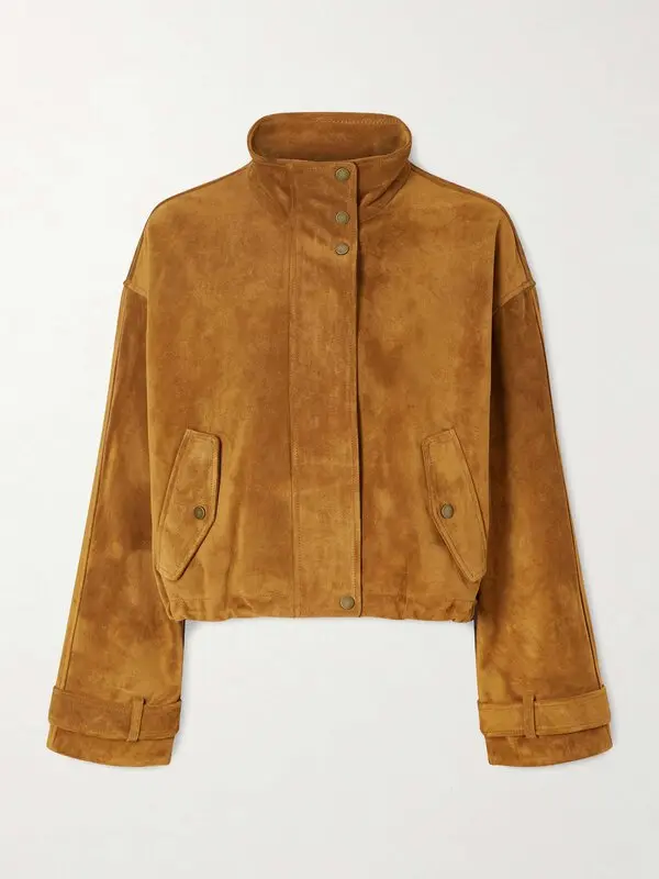 Veronica Beard Bateman Cropped Suede Jacket - Tan
