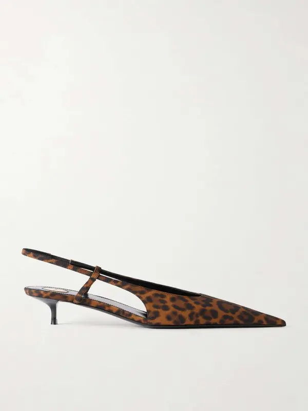 Saint Laurent Secret 30 Leopard-printed Faille Slingback Pumps