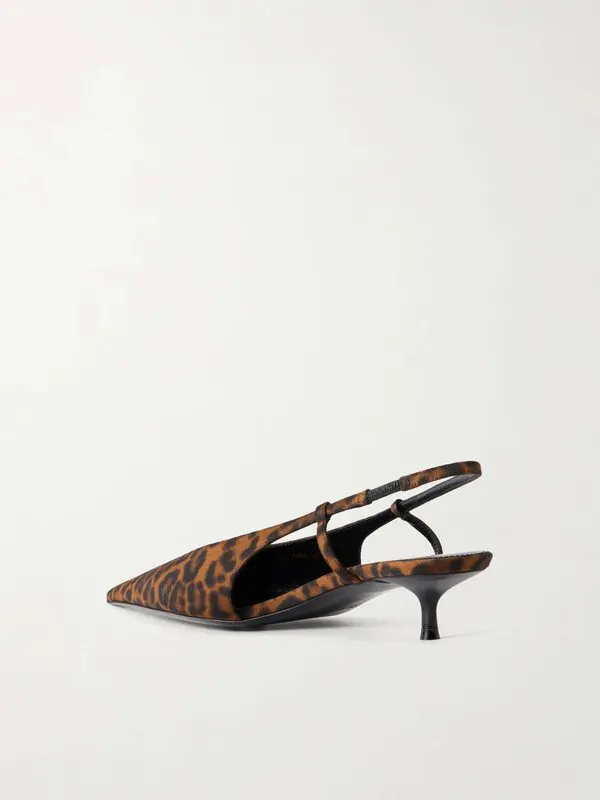Saint Laurent Secret 30 Leopard-printed Faille Slingback Pumps