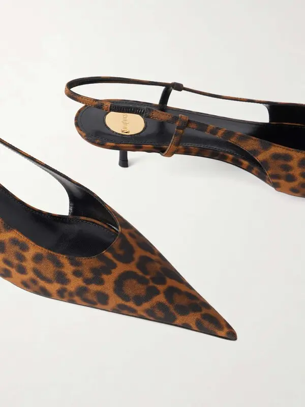 Saint Laurent Secret 30 Leopard-printed Faille Slingback Pumps