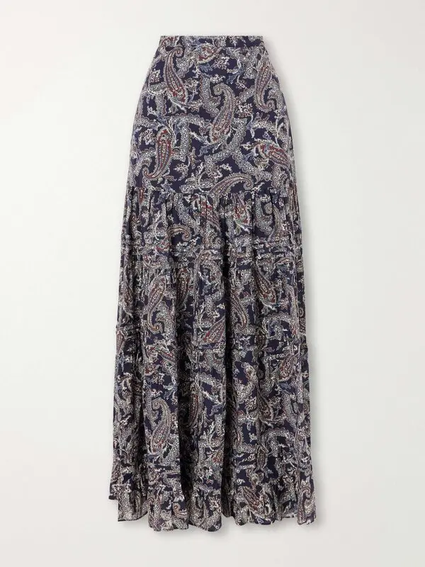 Veronica Beard Heatheralyn Gathered Paisley-print Cotton Maxi Skirt - Multi