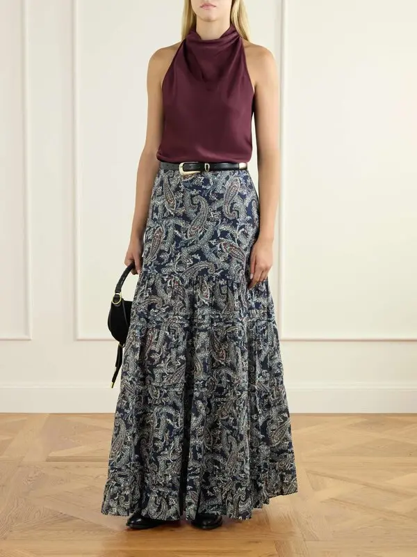 Veronica Beard Heatheralyn Gathered Paisley-print Cotton Maxi Skirt