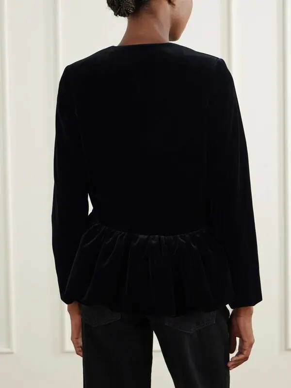 LIBEROWE Cotton-velvet Peplum Jacket