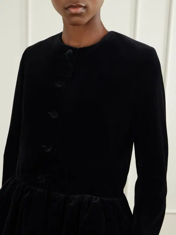 LIBEROWE Cotton-velvet Peplum Jacket - Black
