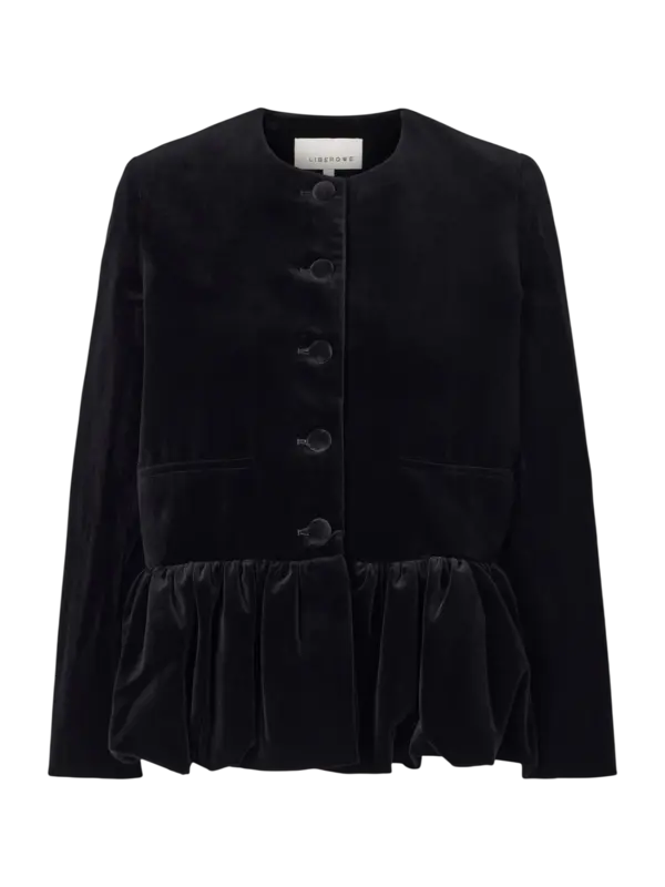 LIBEROWE Cotton-velvet Peplum Jacket - Black