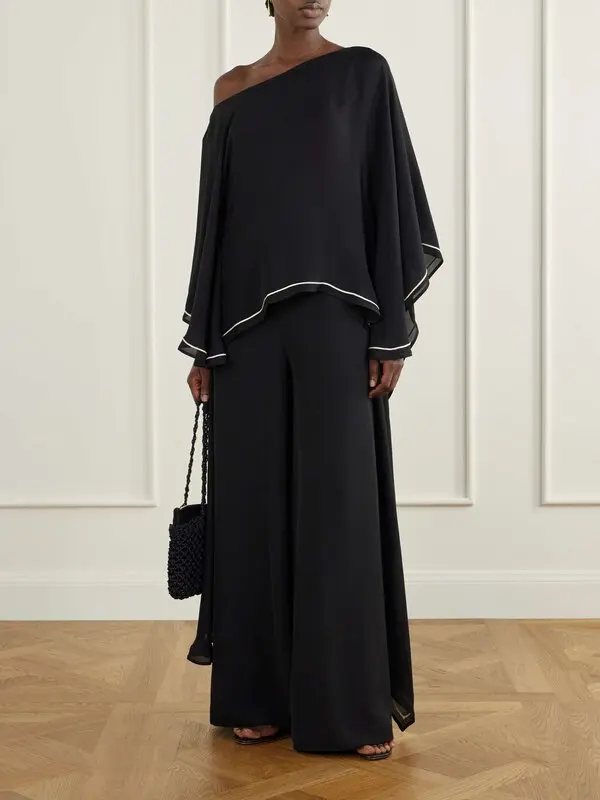 ANDRES OTALORA Permanecer Off-the-shoulder Silk-georgette Blouse