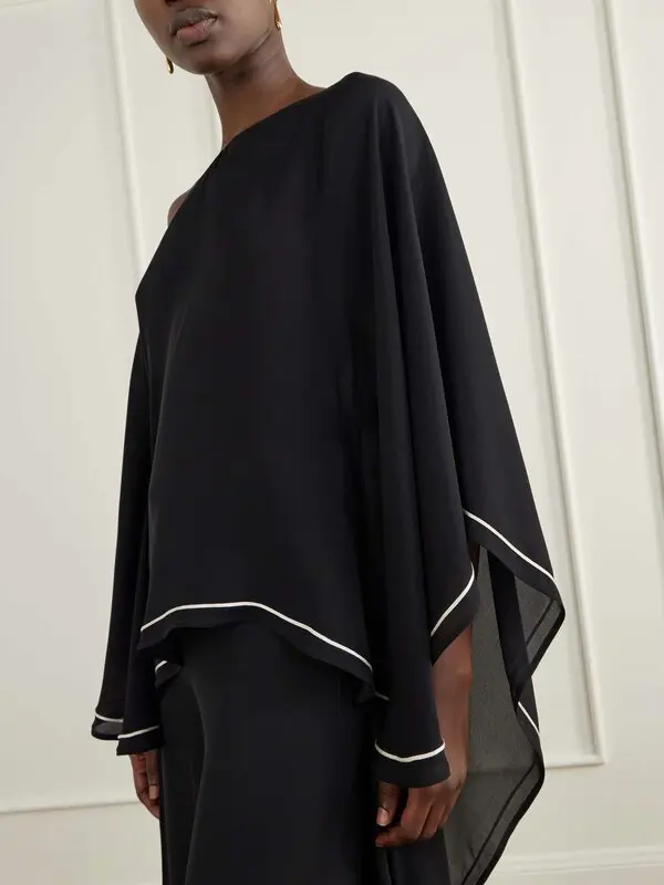 ANDRES OTALORA Permanecer Off-the-shoulder Silk-georgette Blouse
