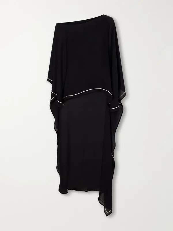 ANDRES OTALORA Off-the-shoulder Silk-georgette Blouse - Black