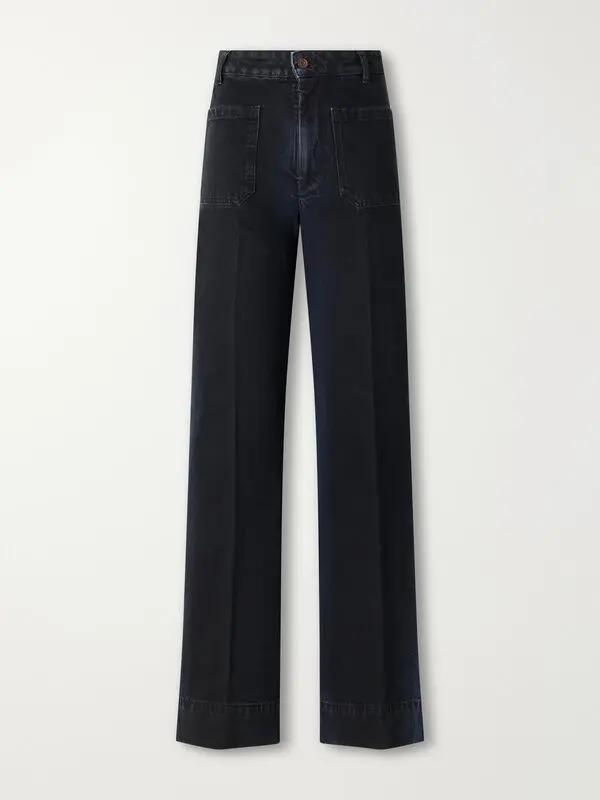 Victoria Beckham Alina Logo-embroidered High-rise Flared Jeans - Blue