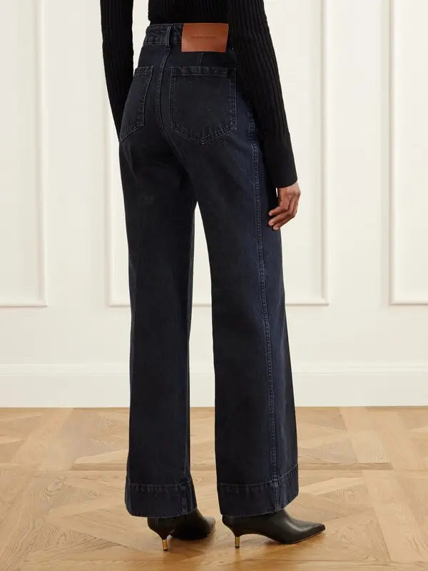 Victoria Beckham Alina Logo-embroidered Flared Jeans - Blue