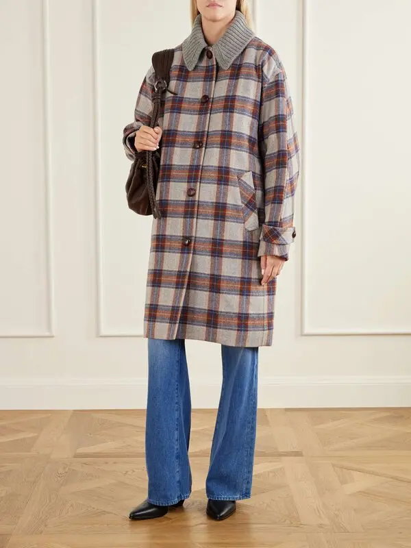 Veronica Beard Laurent Checked Wool-blend Twill Coat