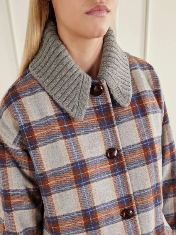 Veronica Beard Laurent Checked Wool-blend Twill Coat