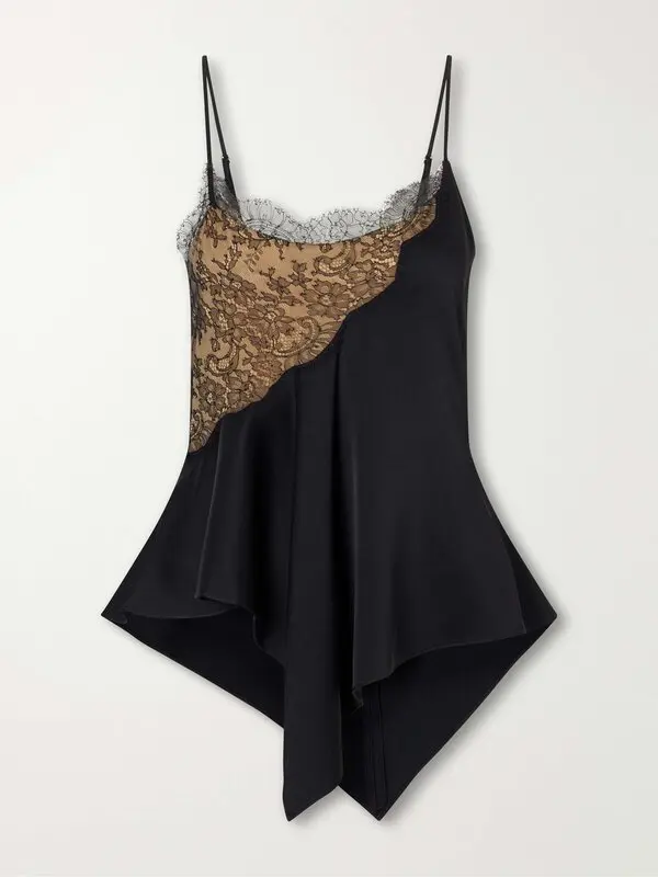 Stella McCartney Lace-trimmed Satin Cami - Black
