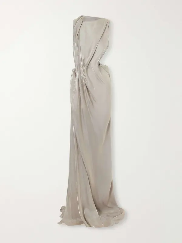 Maticevski Glow Up Draped Metallic-satin Gown - Silver