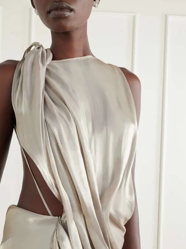 Maticevski Glow Up Draped Metallic-satin Gown
