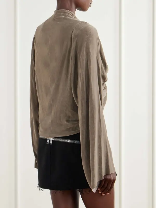 Rick Owens Twist Draped Velvet Crop Blouse