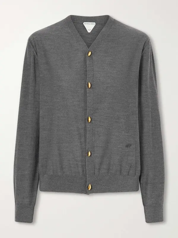 Bottega Veneta Logo-embroidered Wool Cardigan