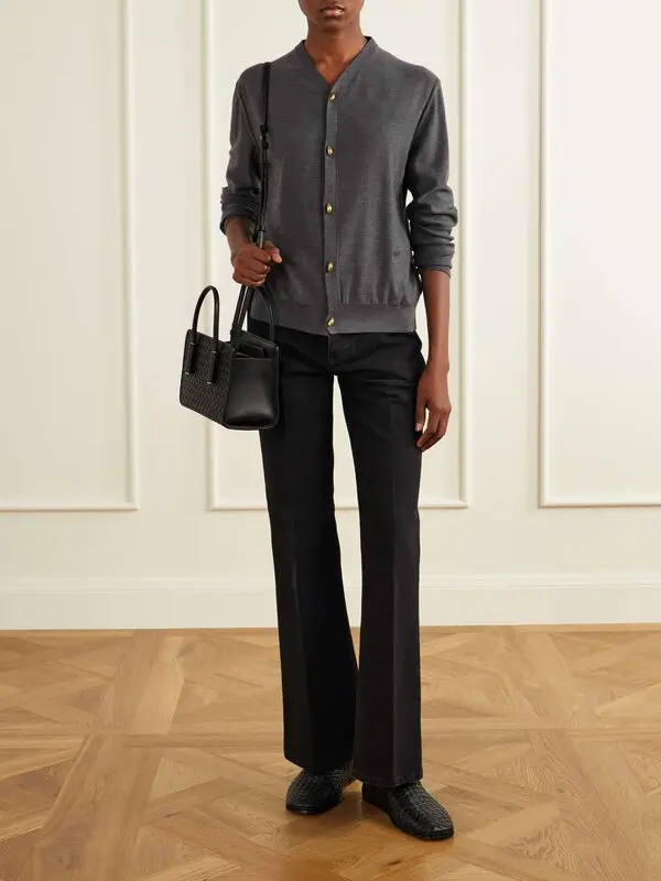 Bottega Veneta Logo-embroidered Wool Cardigan