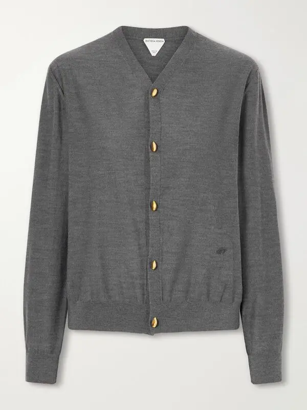 Bottega Veneta Logo Embroidered Wool Cardigan