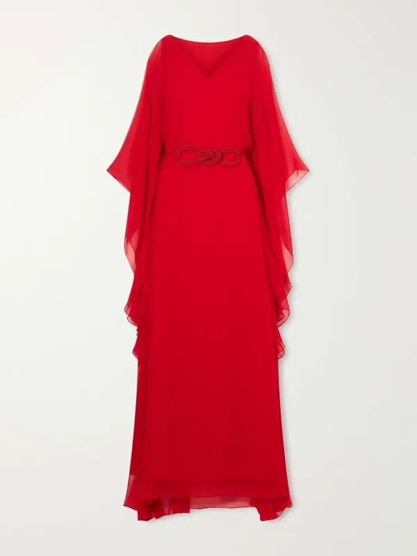 ANDRES OTALORA Gesto Continuo Silk-chiffon Maxi Dress - Red