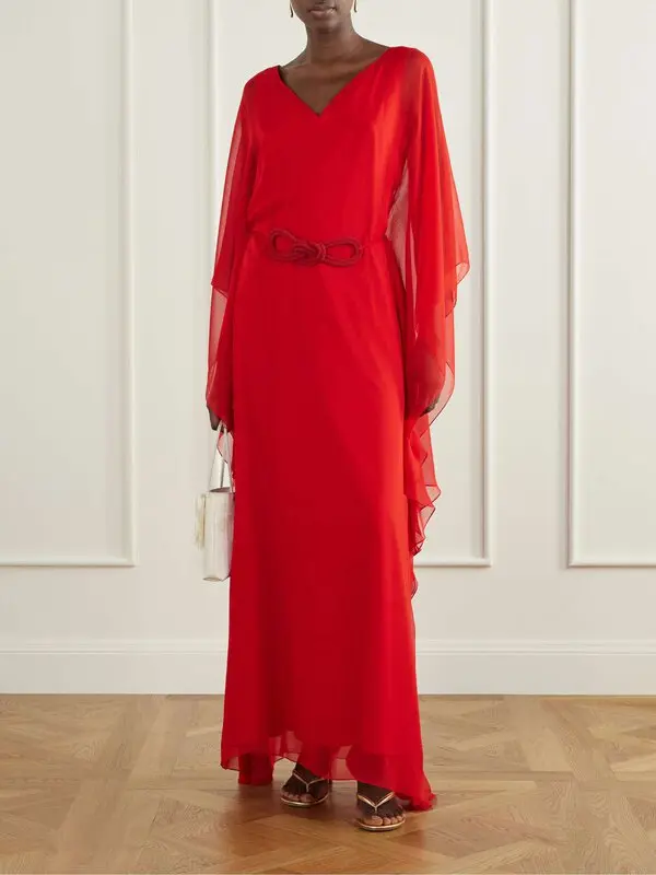 ANDRES OTALORA Gesto Continuo Silk-chiffon Maxi Dress