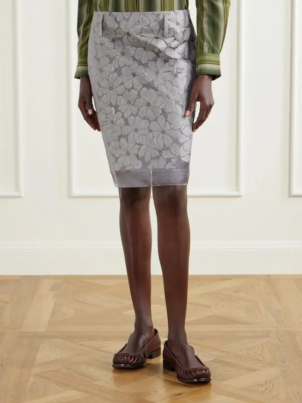 Marni Tiered Floral-appliquéd Organza Midi Skirt - Gray