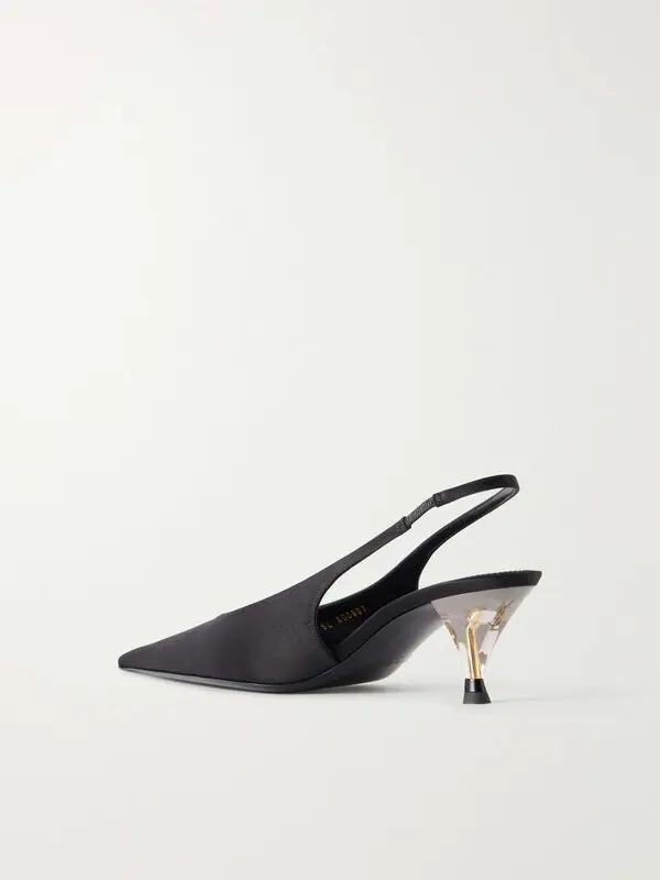Saint Laurent Fanny 55 Crepe-satin Slingback Pumps