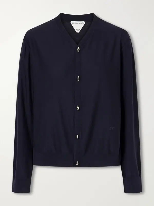 Bottega Veneta Logo-embroidered Wool Cardigan