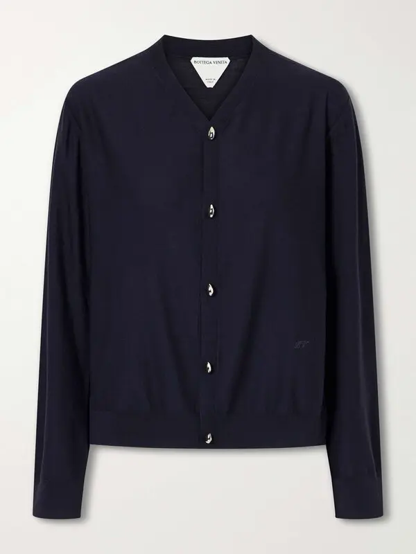 Bottega Veneta Logo-embroidered Wool Cardigan