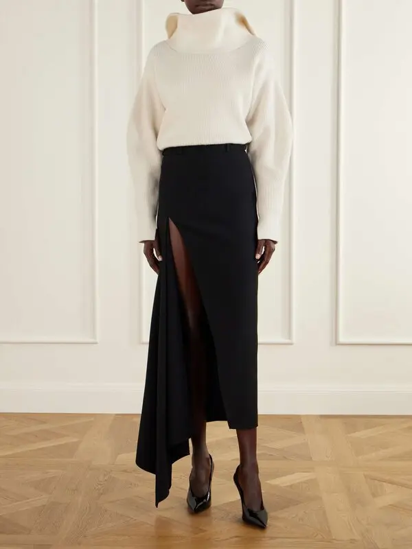 Givenchy Asymmetric Wool Midi Skirt