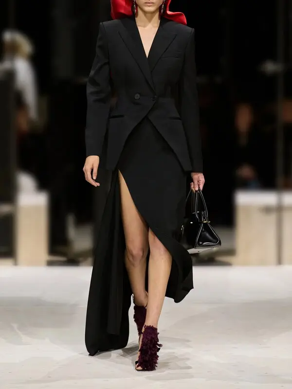 Givenchy Asymmetric Wool Midi Skirt