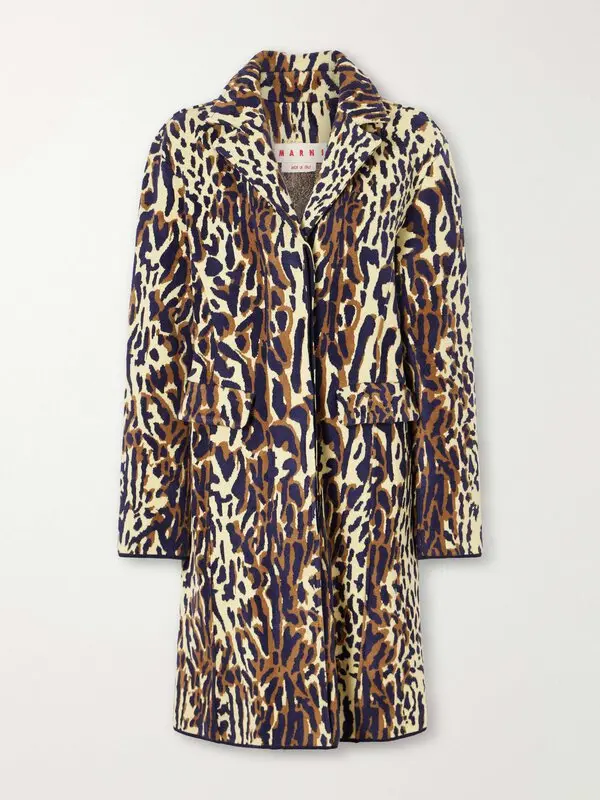 Marni Leopard-jacquard Virgin Wool Coat - Multi