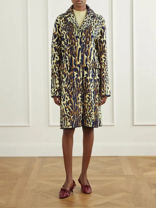 Marni Leopard-jacquard Virgin Wool Coat - Multi