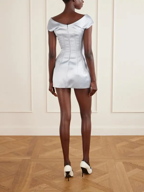 Alexander McQueen Satin Off-the-shoulder Mini Dress