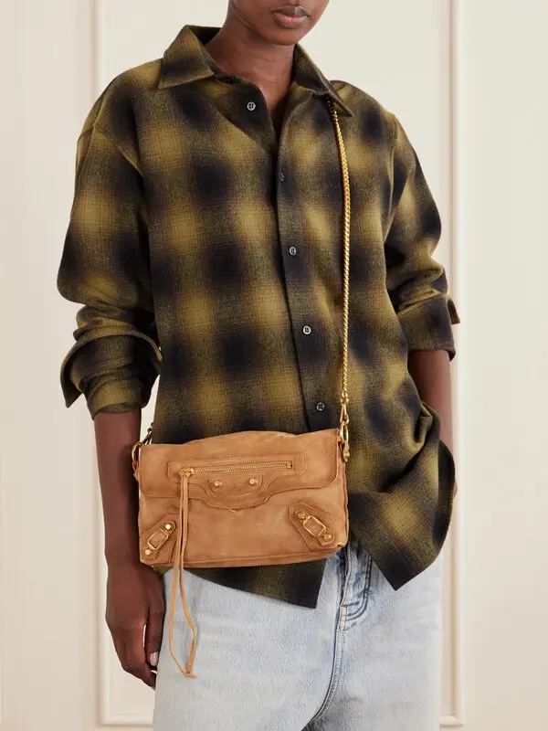 Balenciaga Le City Suede Shoulder Bag - Brown