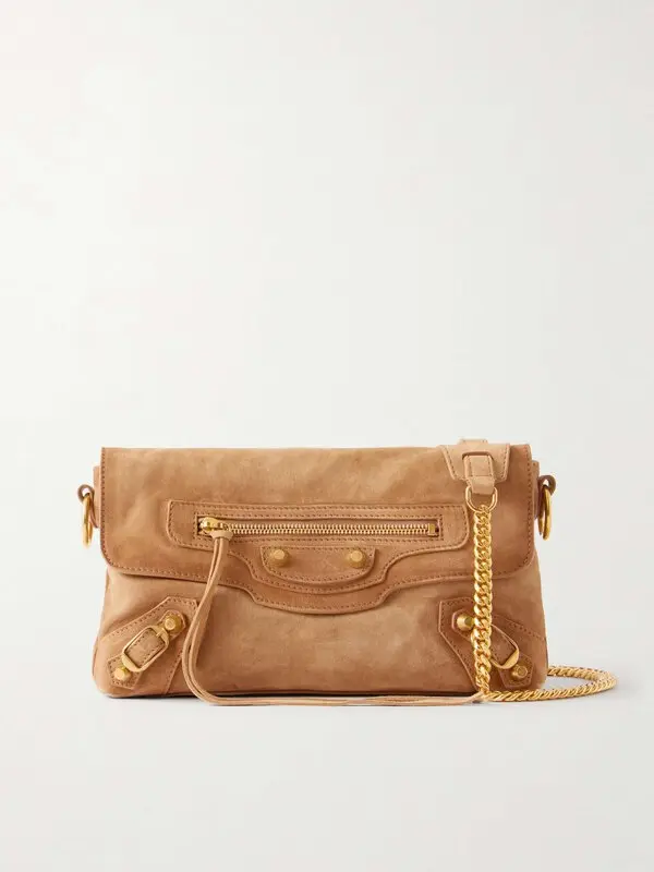 Balenciaga Le City Suede Shoulder Bag - Camel