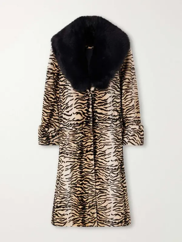 Nour Hammour Nina Tiger-print Shearling Coat
