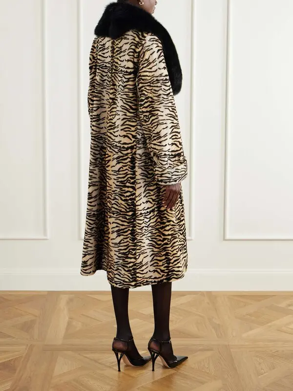 Nour Hammour Nina Tiger-print Shearling Coat