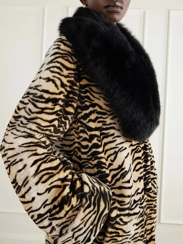 Nour Hammour Nina Tiger-print Shearling Coat