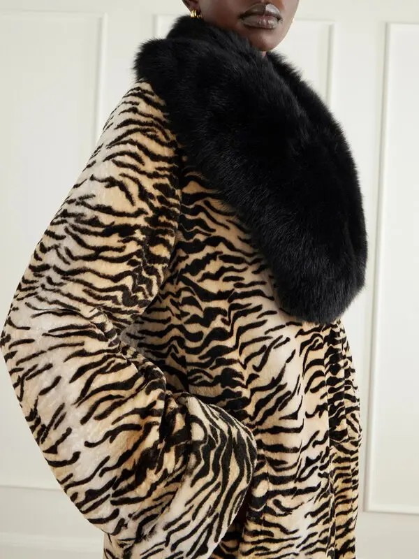 Nour Hammour Nina Tiger-print Shearling Coat - Multi