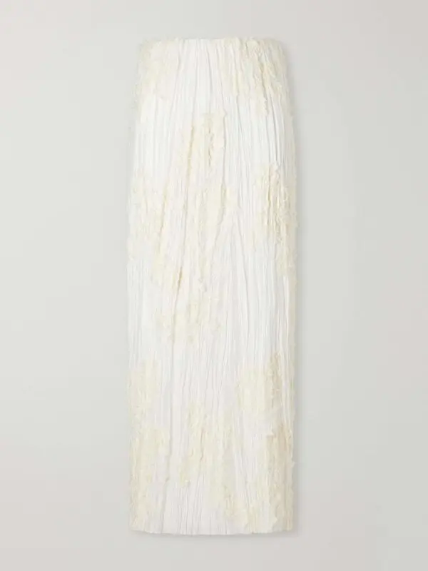 KALLMEYER Esse Embellished Pleated Voile Cotton And Silk-blend Midi Skirt - Ivory