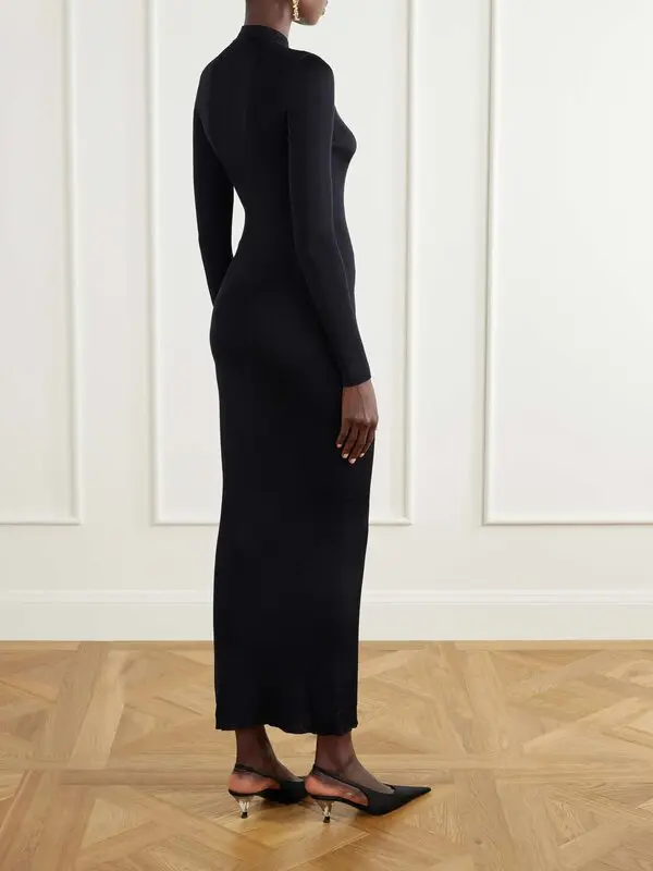 Saint Laurent Cassandre-embellished Silk Midi Dress