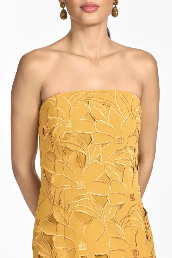 Sachin & Babi Pamela Yellow Crepe Midi Column Dress