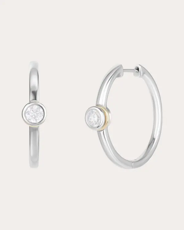 CHELSEA GABRIELLE Diamond Orbit Solo Hoop Earrings - Gold