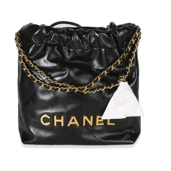 Chanel Quilted Calfskin 22 Hobo Bag - Black
