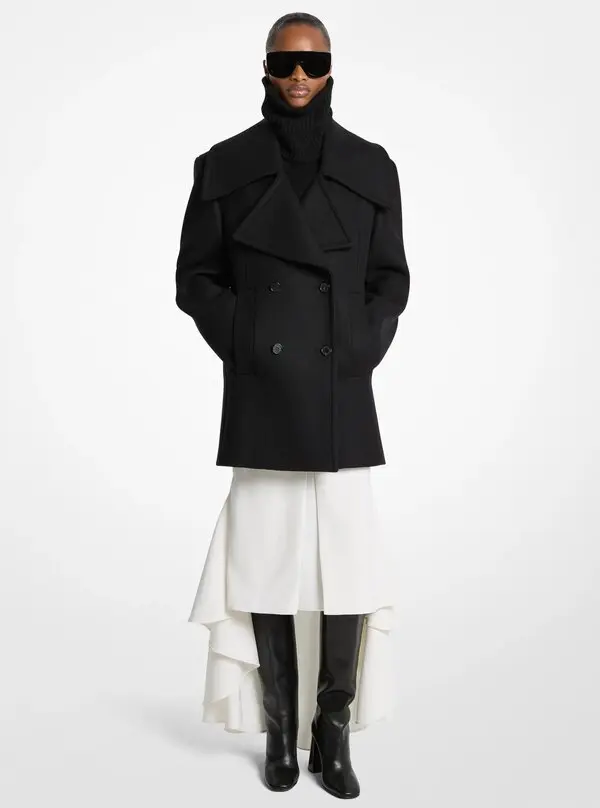 Michael Kors Wool Melton Officer Peacoat - Black